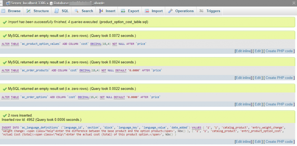 Using phpMyAdmin to import sql file – WHY2 Extensions Manual